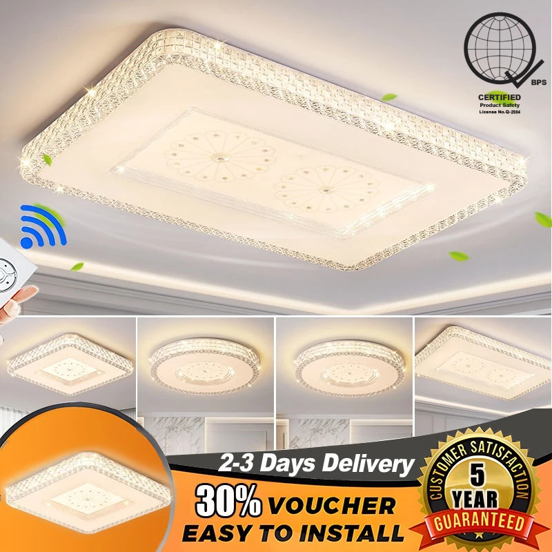 Modern LED Ceiling Light Mount Tricolor Round Frame Ceiling Lamp Dining ...
