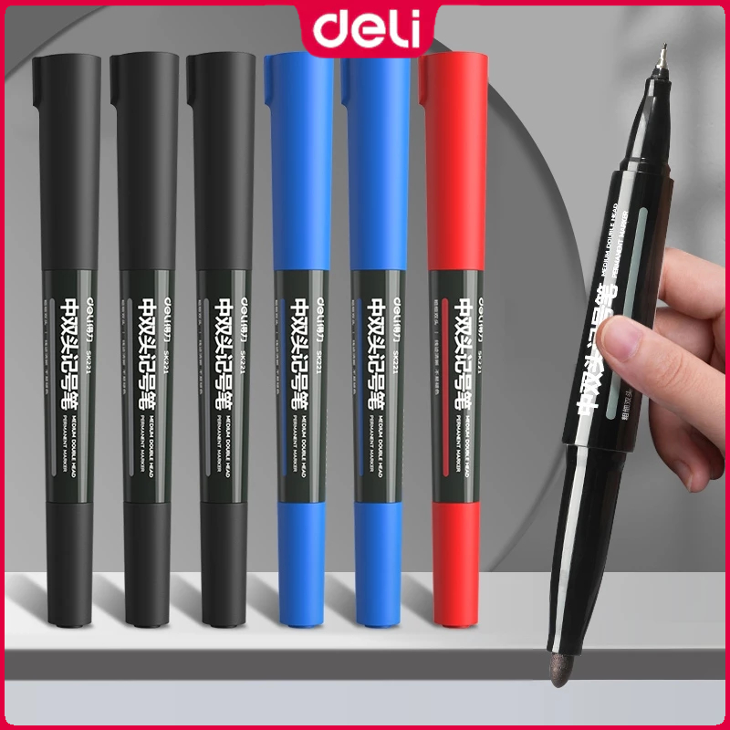 Deli 1.2/0.5mm Marker Permanent Marker Waterproof Permanent Marker ...