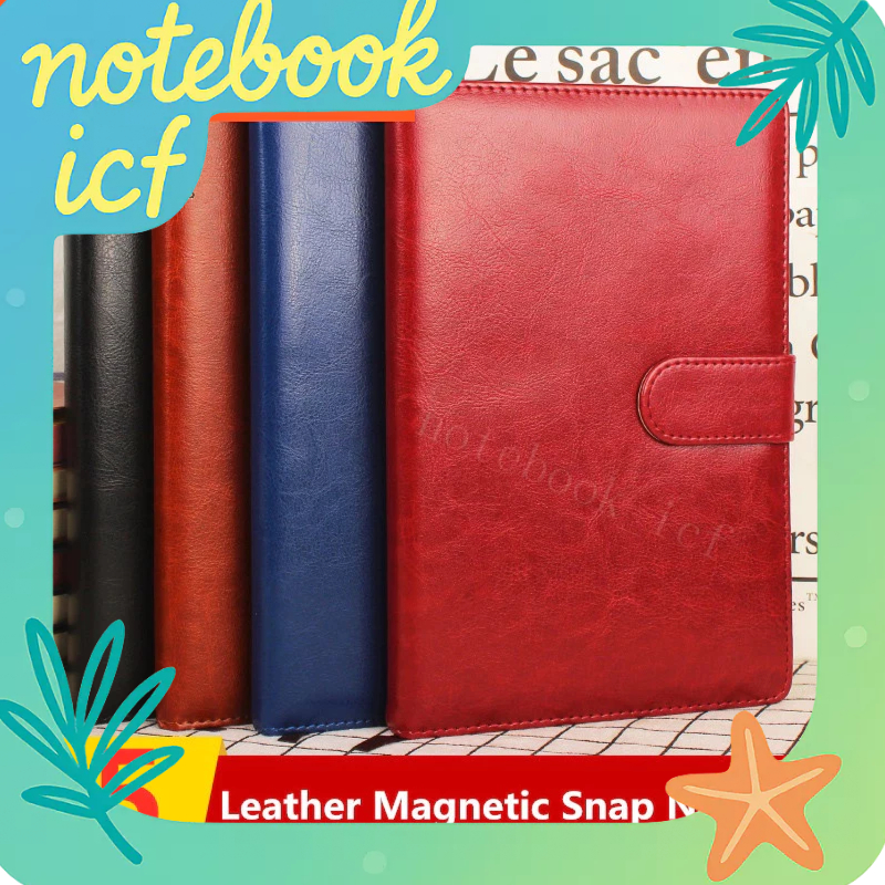 A5 Retro PU Leather Business Note book With Magnetic Snap Line Pages ...