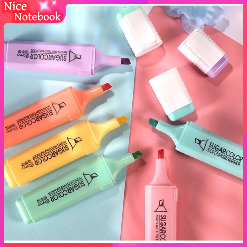 6in1 Macaron Highlighter Neon Portable Pastel Color Pen School ...