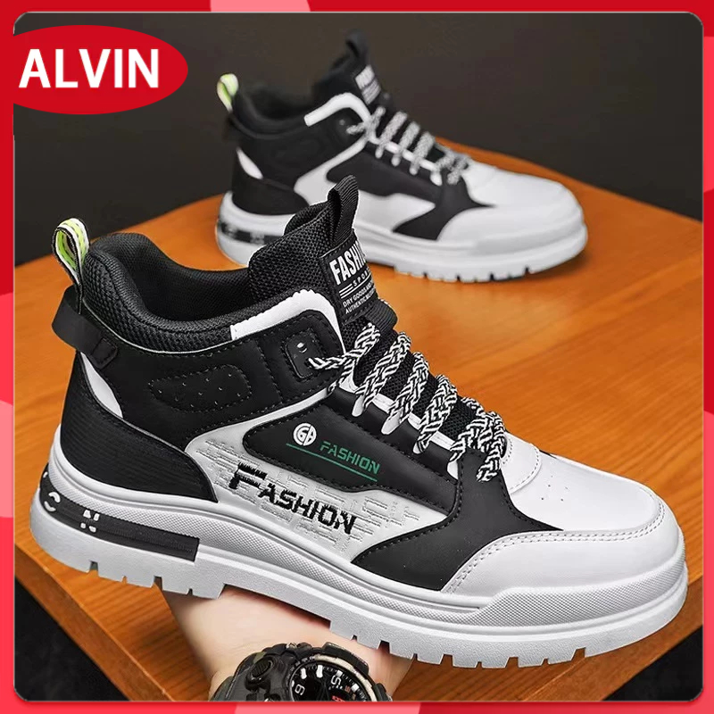 ALVIN Men's Korean White Rubber Shoes 2025 New Waterproof Fashion ...