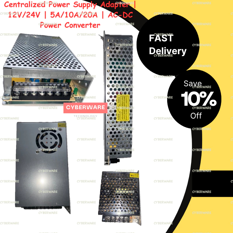 12V/24V Centralized Power Supply Adapter 5A/10A/20A (60W-240W) AC to DC for CCTV, LED Strip ...