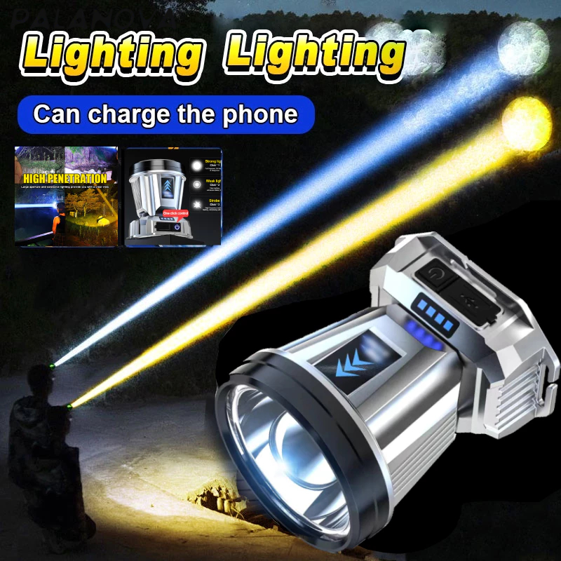 Headlight flashlight Strong Head Light Rotatable LED Head Worn Charging ...
