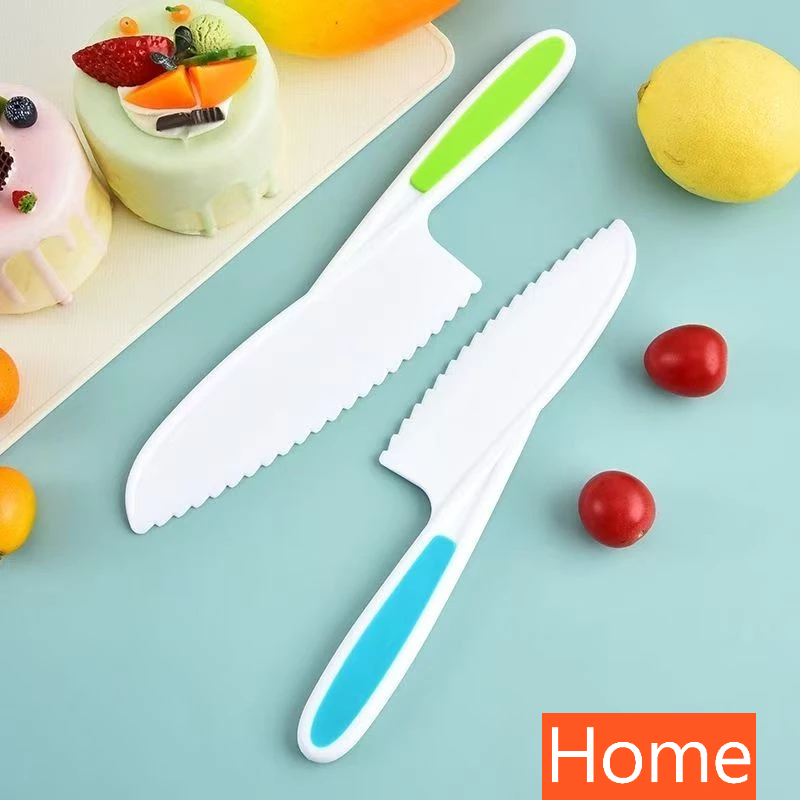 Non-Sharp Plastic Knives for Kids 7-Piece Set with Wooden Board Safe ...