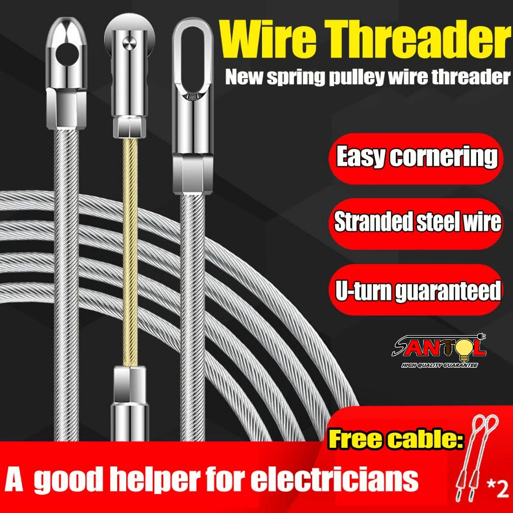 10-20m Electrician Conduit Ducting Cable Puller Pushing Steel Rope Line ...