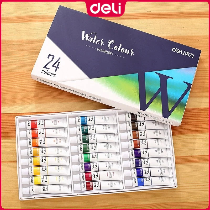 Deli 12/18/24 Colors Watercolor Paint Art Color Supplies 12ml/tube ...