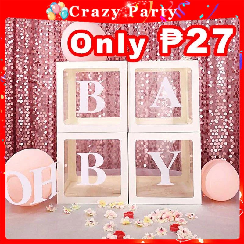 Transparent Balloon Box With Letter Number Stand Diy Christening ...