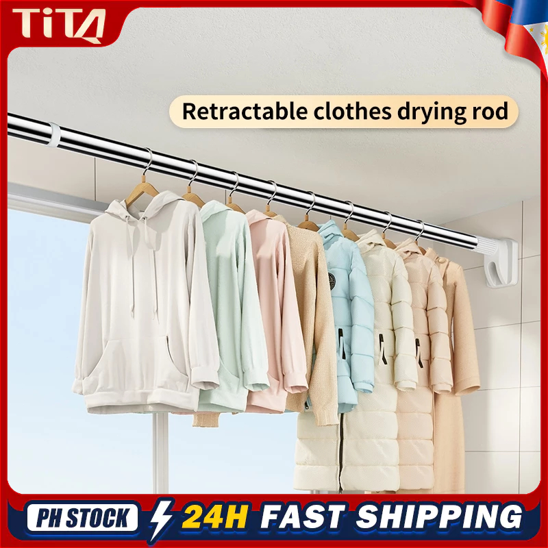Extendable No Drilling Pole Adjustable Telescopic clothesline Curtain ...