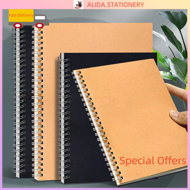 Kraft Paper Cover Notebook A5/B5 Retro Roll over Notebook Coil Loose ...