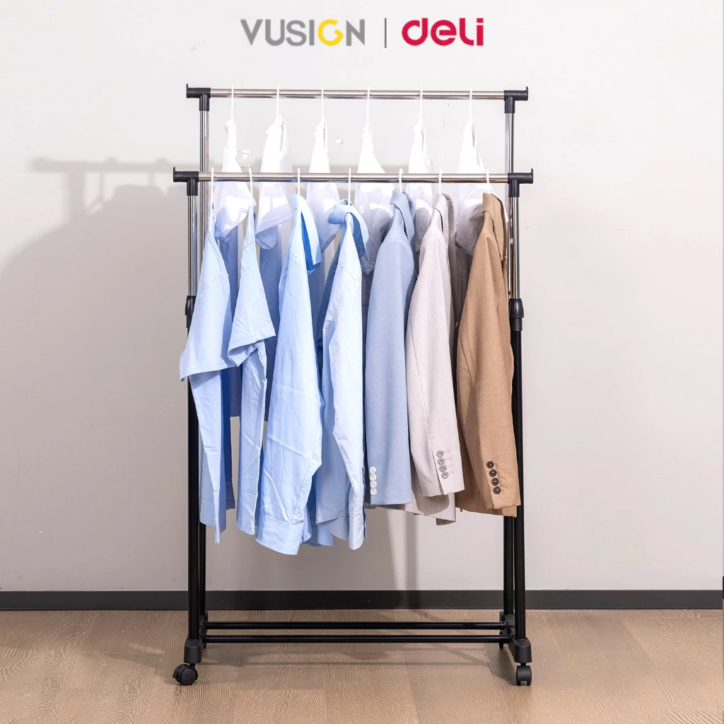 Deli Vusign Telescopic Stainless Steel Double Rod Wheel Rack | Shopee ...