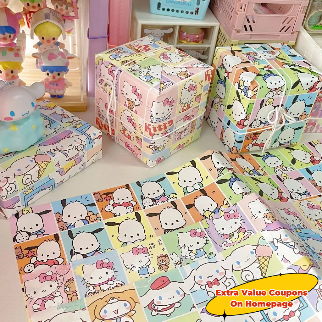 9 PCS Sanrio Cute Book Cover and Wrapping Paper for Students | Shopee ...