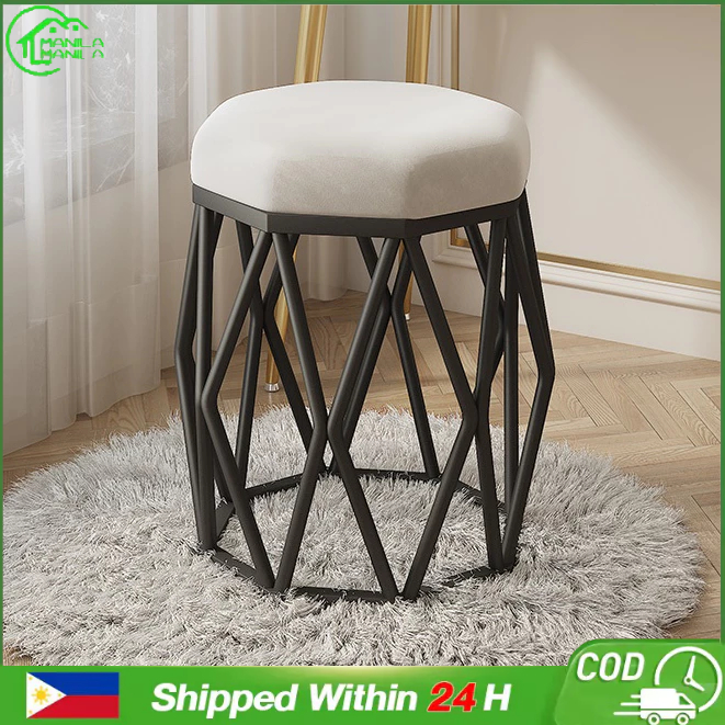 Makeup stool small round stool Stainless Steel Base Footrest Chair ...
