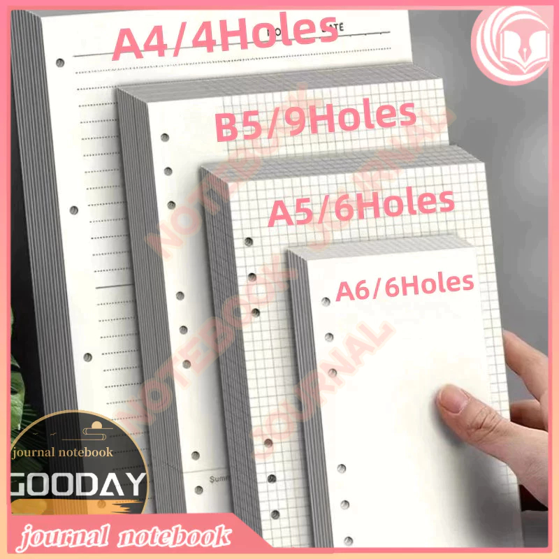 4/6/9 holes Refill pages loose leaf for binder A6 A5 B5 A4 Ring Binder Refill (45 leaves ...