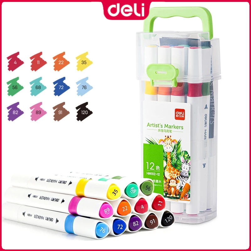 Deli 12 Colors Water-based Marker HM102 | Shopee Philippines