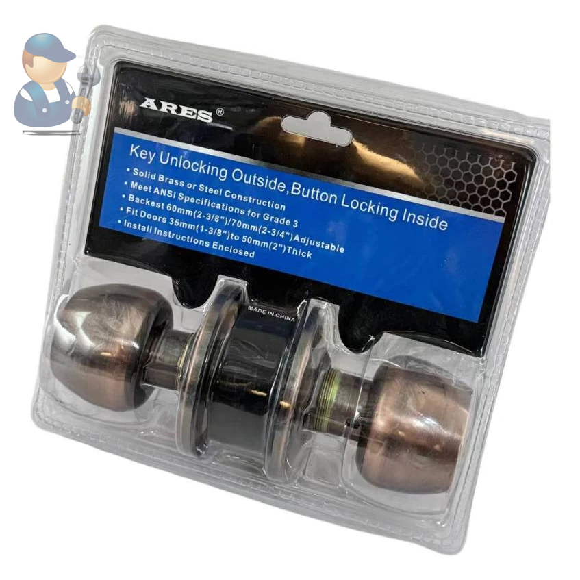 ARES Antique Copper Door Lock entrance lock Cylinder Lock Set Door Knob ...