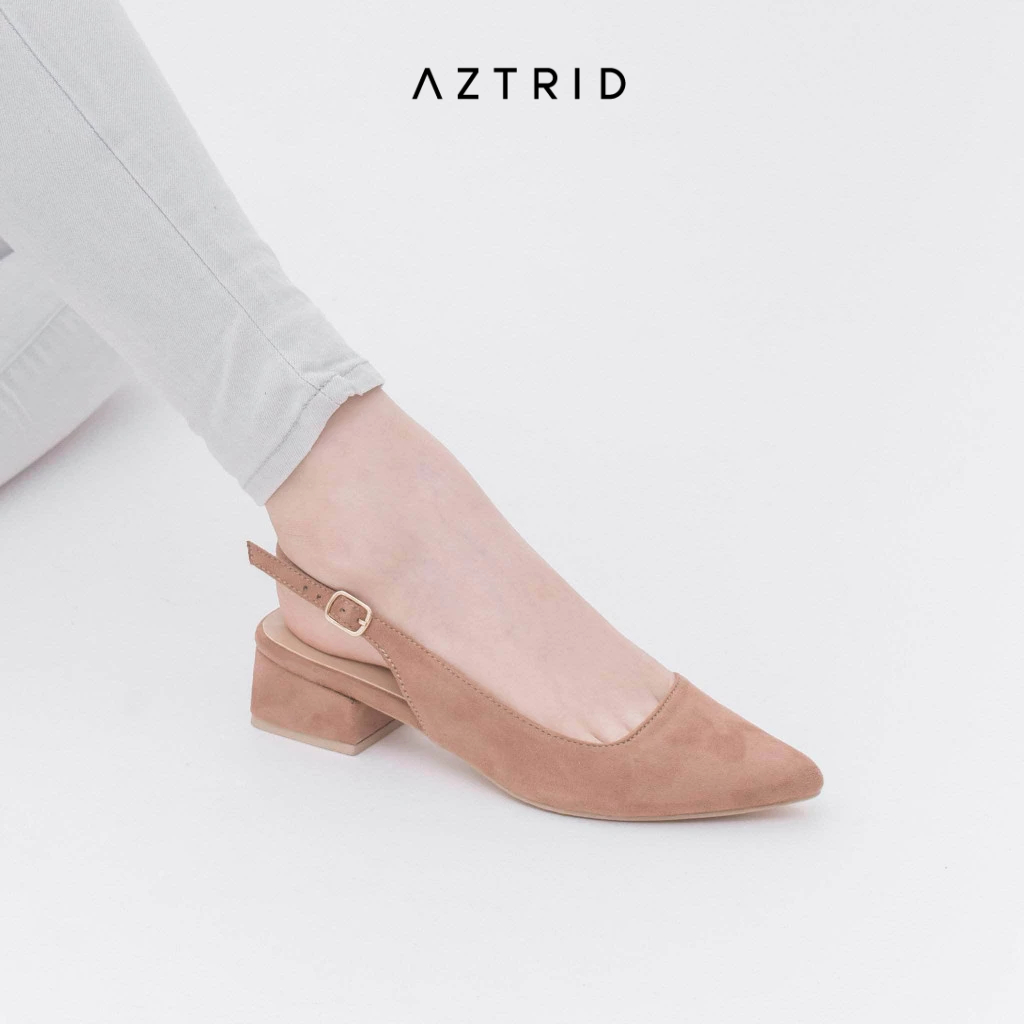 Aztrid Cameron 1 inch Women Comfy Pointed Slingback Block Heels ...