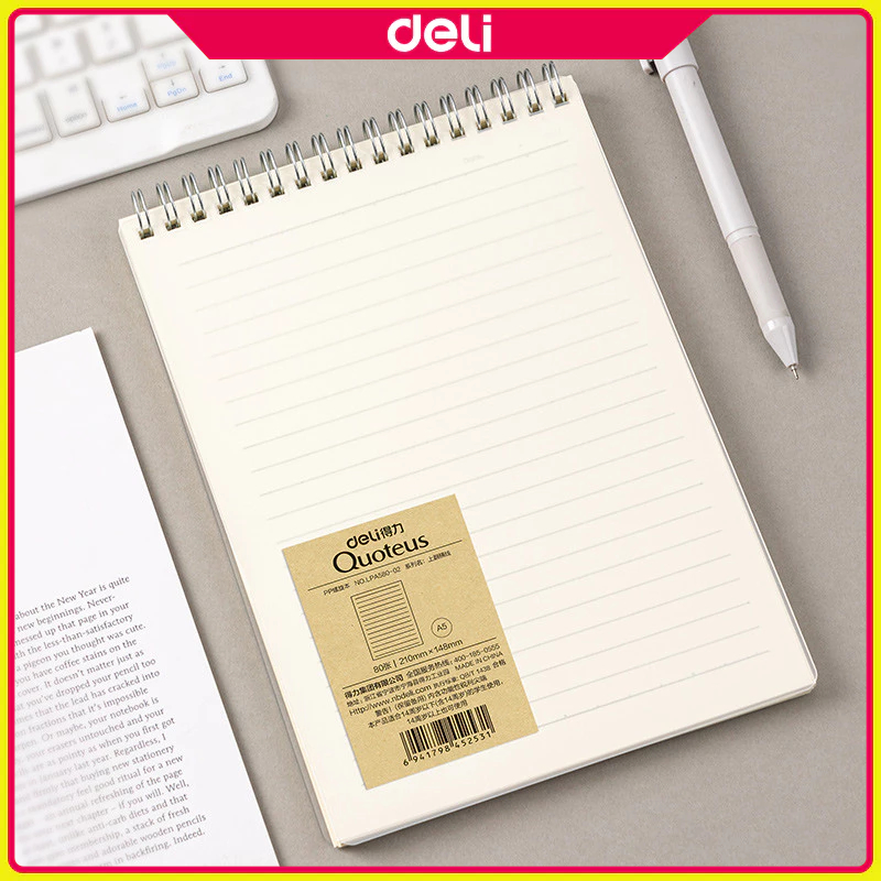 Deli A5/B5/A4 Binder Notebook 80 Sheets Line/Grid Spiral Notebooks ...