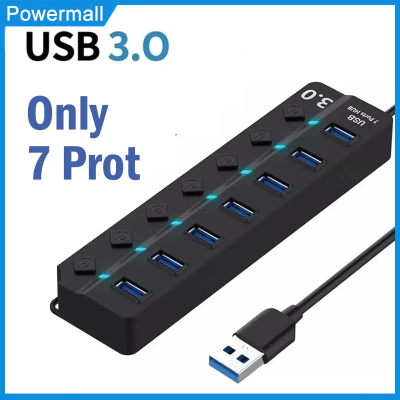 7 Ports USB Port Extension 3.0 High Speed USB Hub For Laptop Multiple Usb Hub Spliter With ...