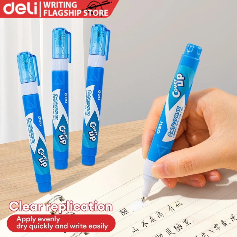 Deli 8ML Correction Fluid Correction Pen Liquid Eraser Quick Dry School ...