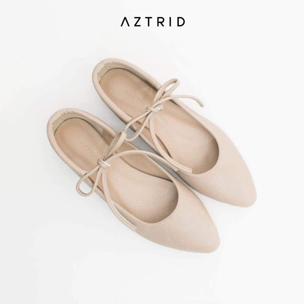 AZTRID Cami Elegant Comfort Shoes Pointed Ballet Flats with Ribbon ...