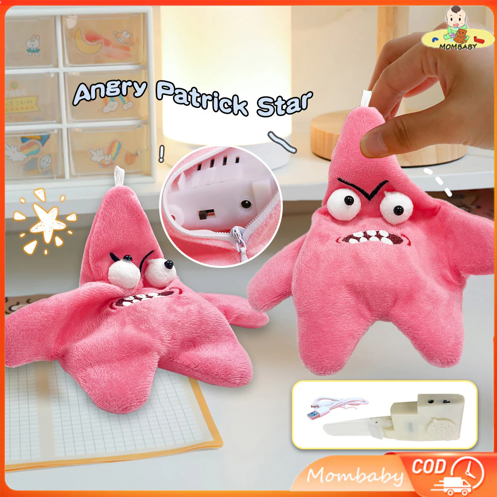 Mombaby Cute Moving Angry Patrick Star Keychain Cartoon Anime Figure ...