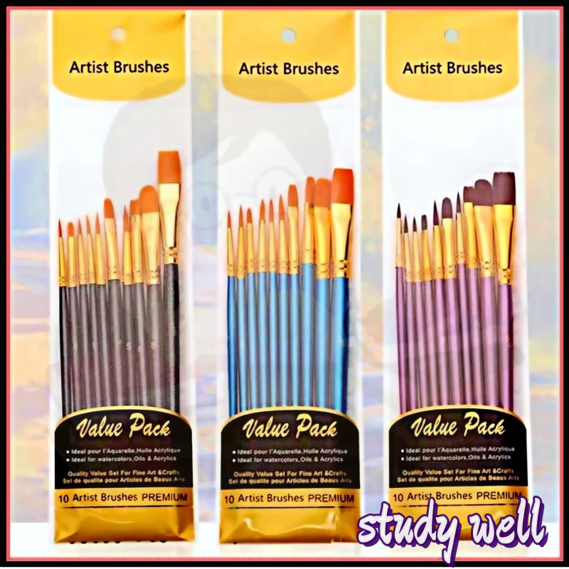 10pcs Poster paint for kids Paint Brushes Set Artist Painting Brush ...