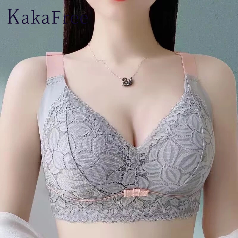 Kakafree Sexy Lace Bra Plus Minimizer Women Push Up Wireless Underwear Thin Cup Lingerie 36-46C ...