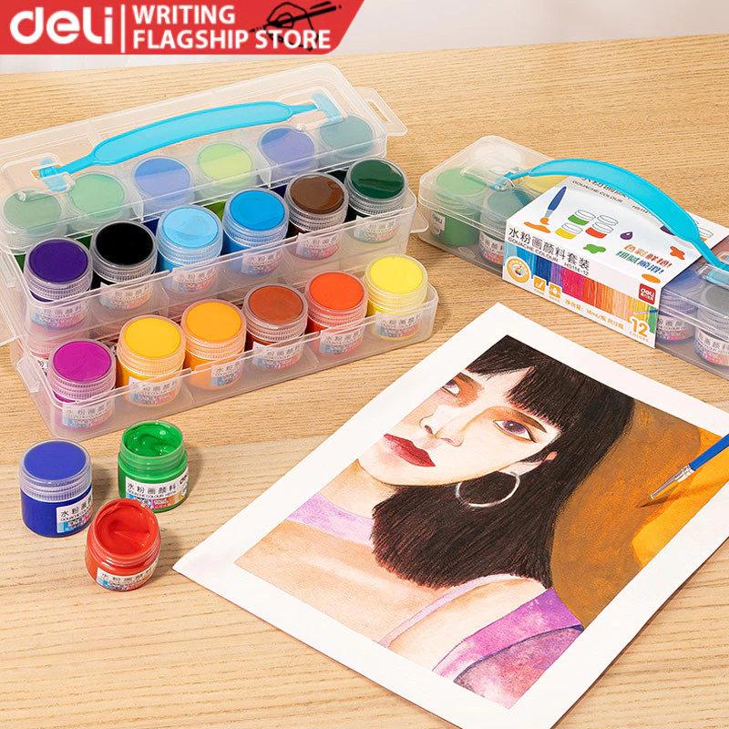 Deli HS114 12/24colors Gouache Paint Set 18ml | Shopee Philippines