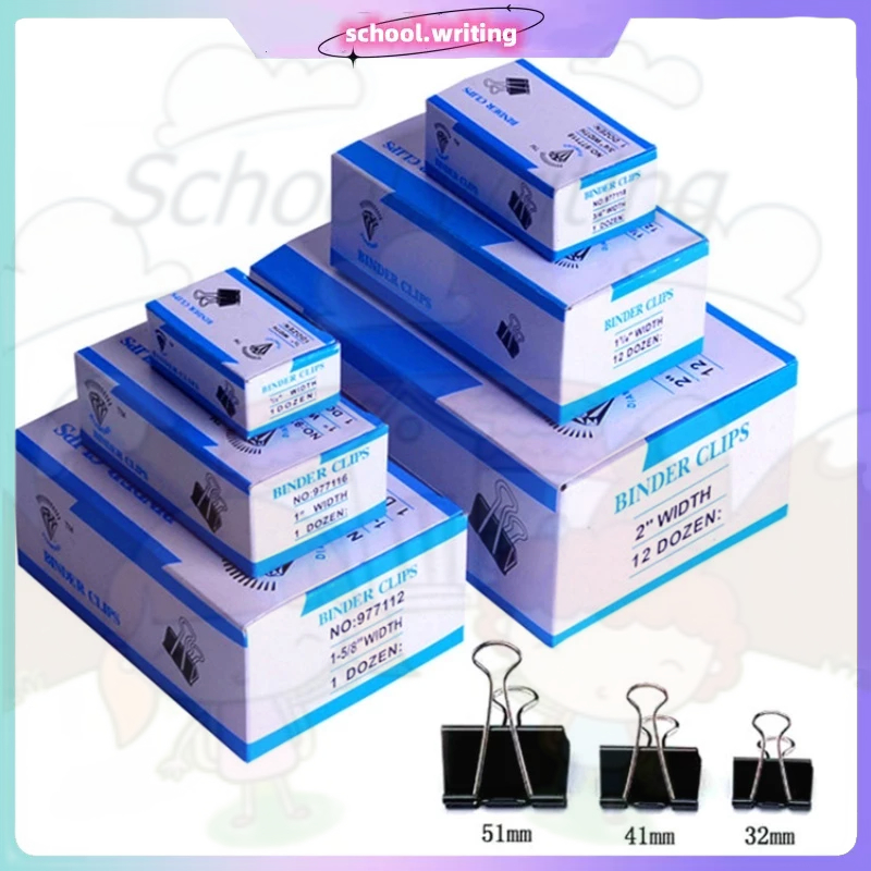 12PCS per box Black dovetail clip Binder paper clip office supplies ...