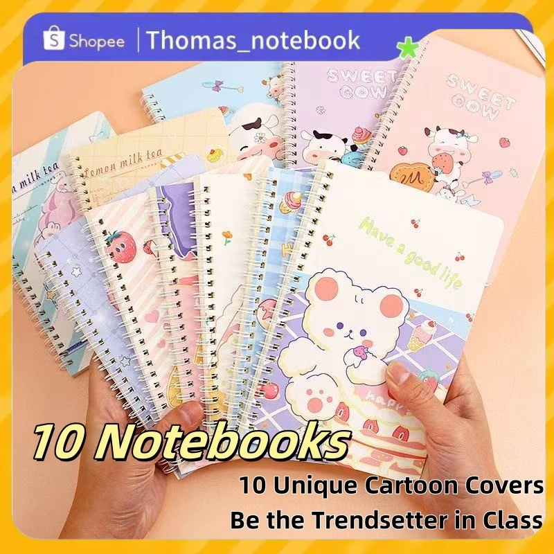 A5 notebook set 10 pcs for high school Cartoon Coil Notebook Spiral ...