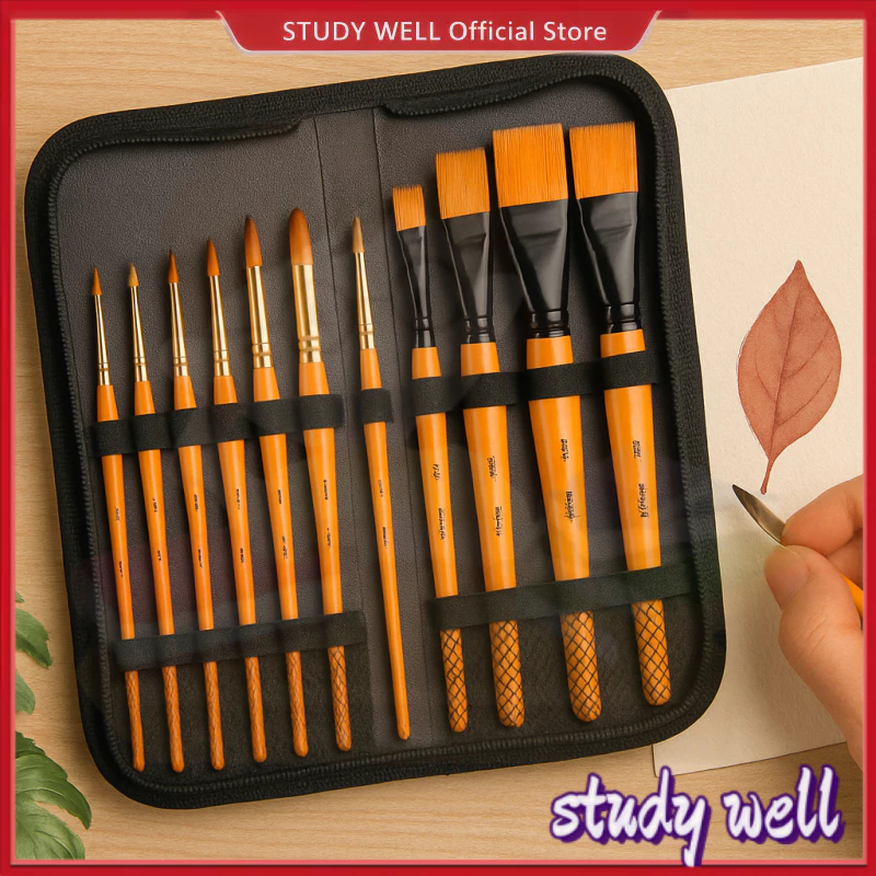 10pcs Poster Paint Brush Set for Kids Nylon Hair Art Brushes for Oil ...