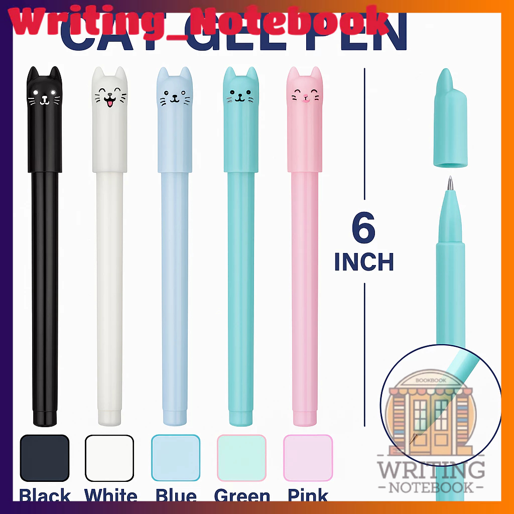 Creative Cat design 0.5mm Gel Pens Cute Cartoon Cat Gel Pen Black Ink ...