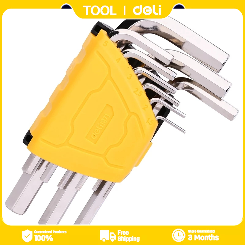 Deli Standard Flat-Head Hexagon Socket Set 9-piece Set (Yellow)(Set ...