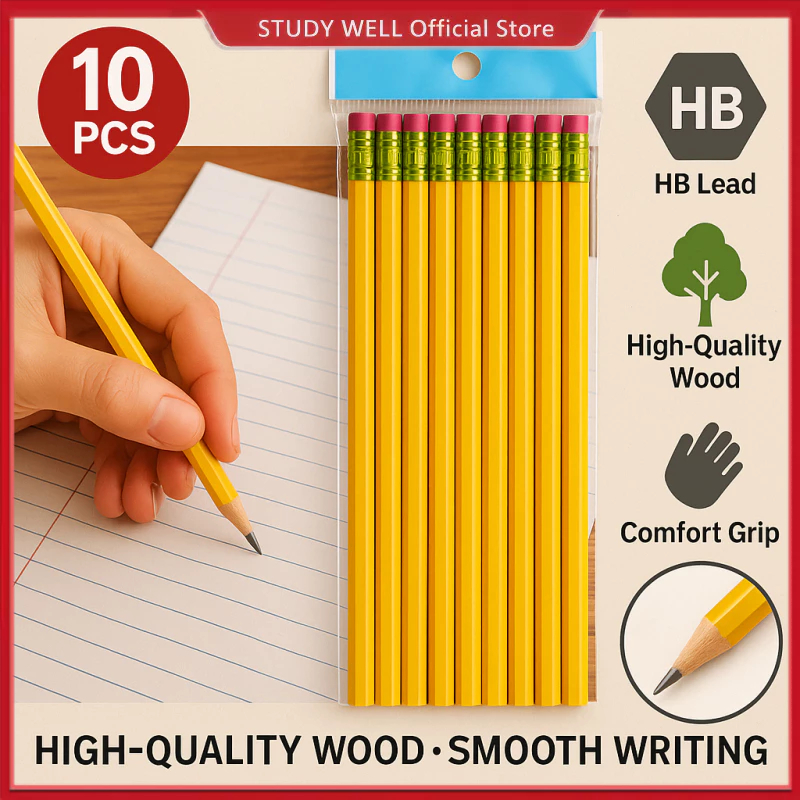10pcs/set High-quality Sketching Graphite Lead Pencil with Eraser ...