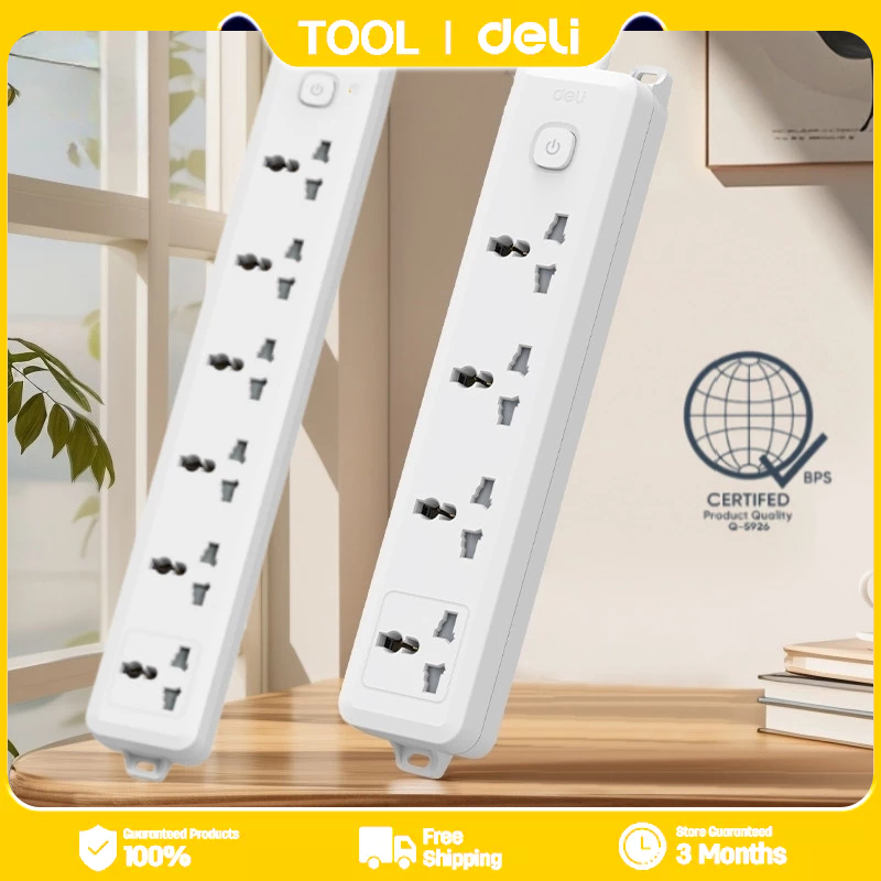 Deli Tools 3/5M Universal Power Socket Extension 4/6 Groups Power Strip ...