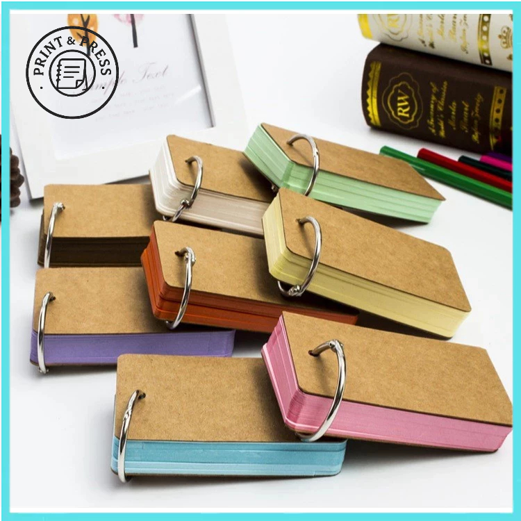 50 Pages Iron Ring Handwritten Memo Hard Blank English Word Card Loose ...