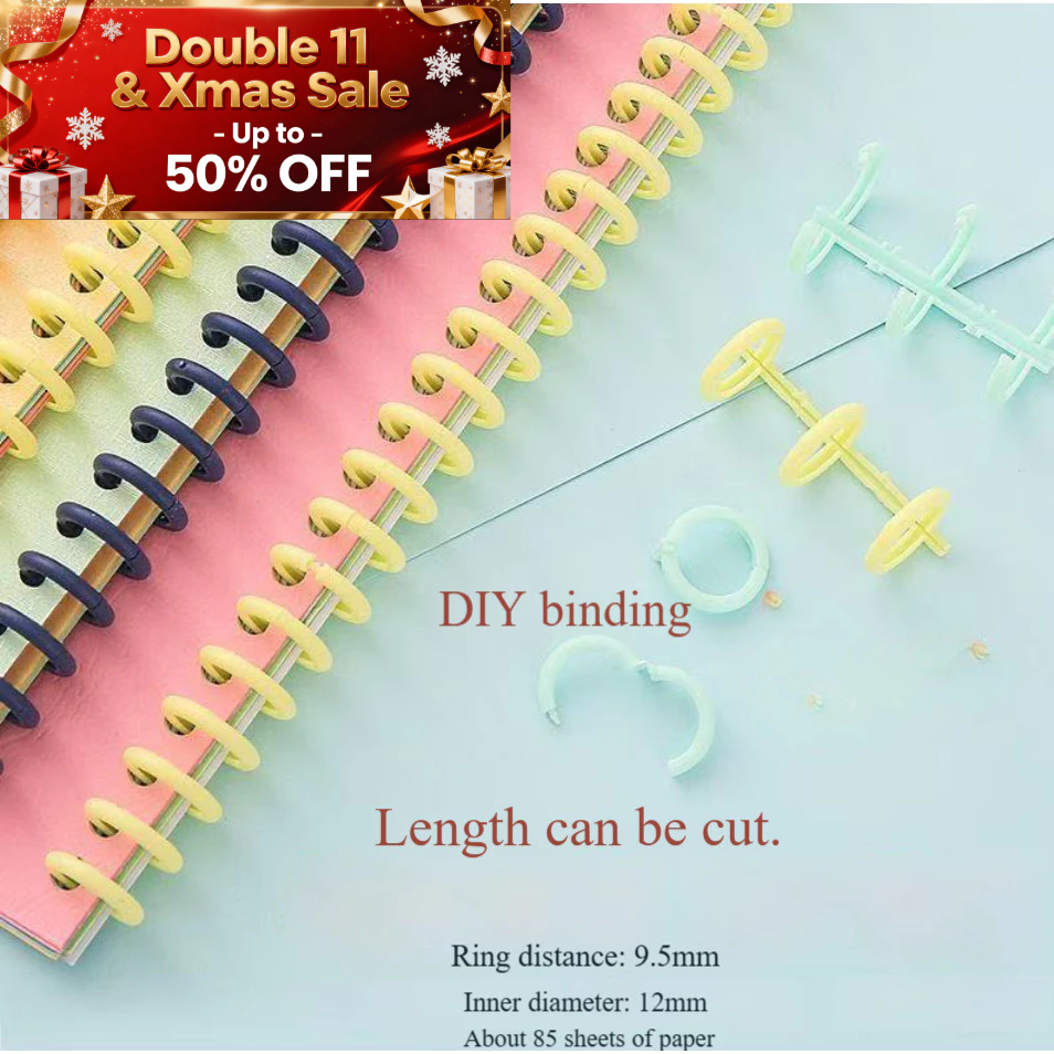 ICF 50/100 pcs DIY Binding Transparency Plastic Rings Flip Notebook ...