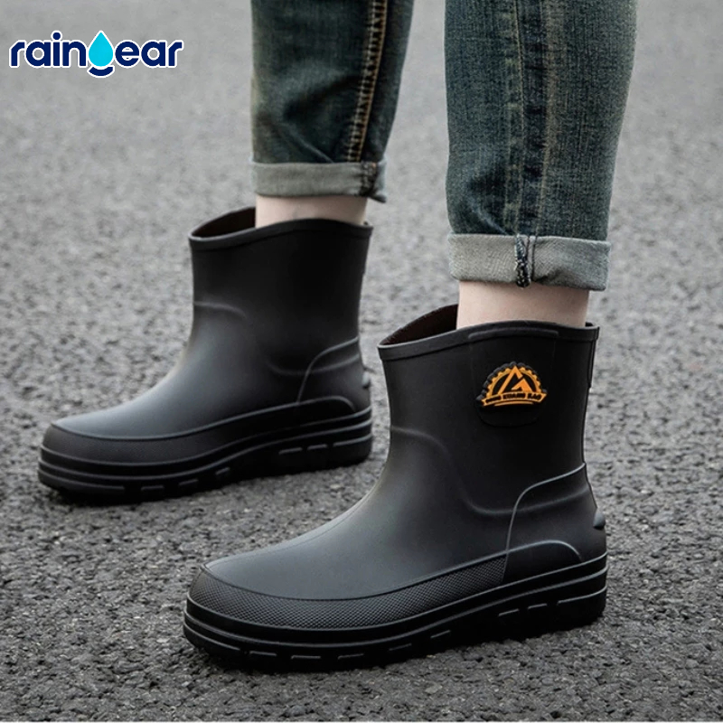 Short Tube Men's Rain Shoes, Waterproof Shoes, Anti Slip Rain Boots ...