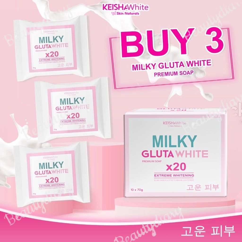 MILKY GLUTA WHITE X20 EXTREME WHITENING SOAP Dark Spot Scars Pimple BY ...