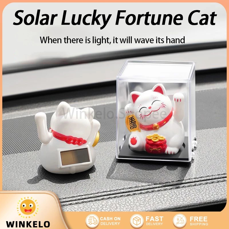 Solar Lucky Fortune Cat 2 Inch Miniature Solar Powered Lucky Cat Car ...