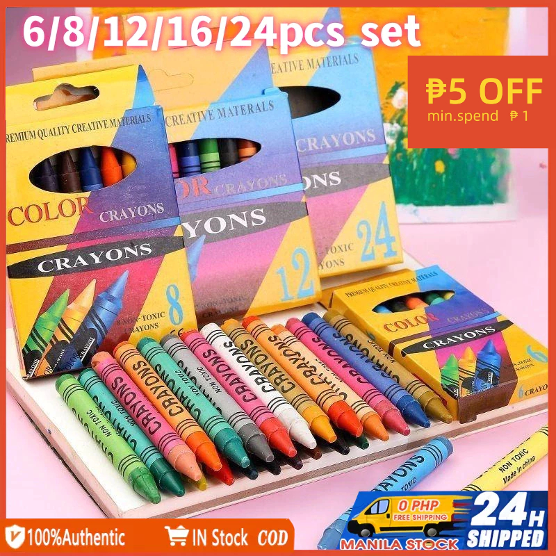 6/8/12/24pc Generic Crayon Better Crayons Set Stationery Art School ...