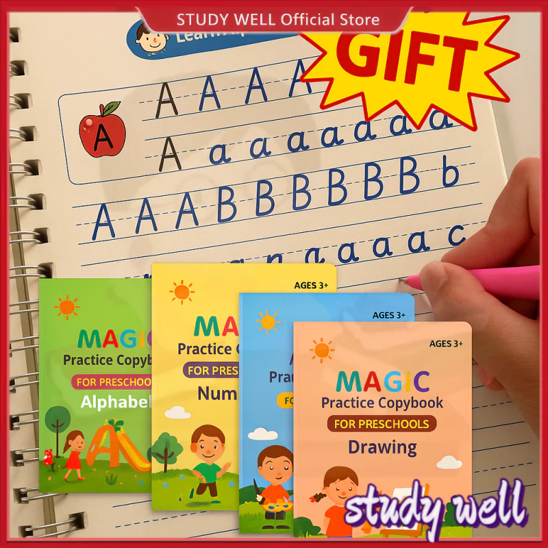 Magic Copybook Writing Practice Set for Kids Reusable Erasable Pages 4 ...