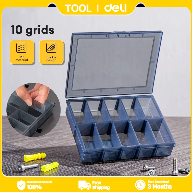 Deli Tools Black 10 Grids Parts Boxes Detachable Grid Storage Box ...