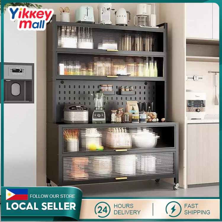 Kitchen Storage Cabinet 5/6 Tier Movable Cupboard Microwave Rack ...
