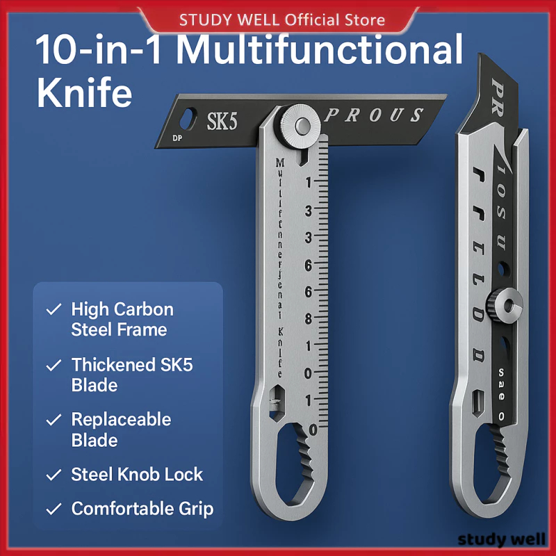 Stainless Steel Utility Knife Multifunction Retractable Box Cutter Art ...