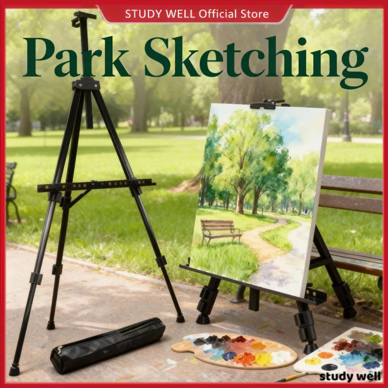 Thick Aluminum Easel Stand Folding Telescopic Adjustable Painting ...