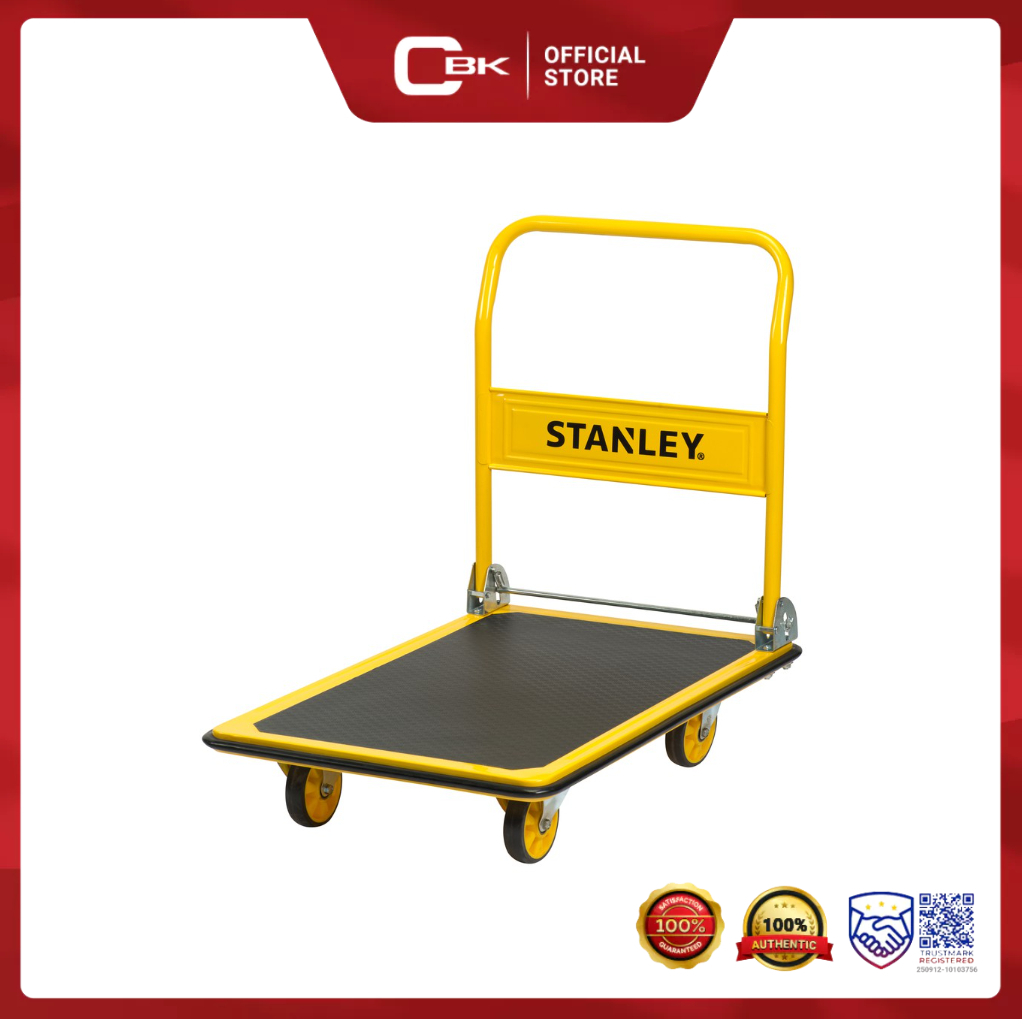 STANLEY Foldable Steel Platform Truck with Wheels 300kg Heavy-Duty Push ...
