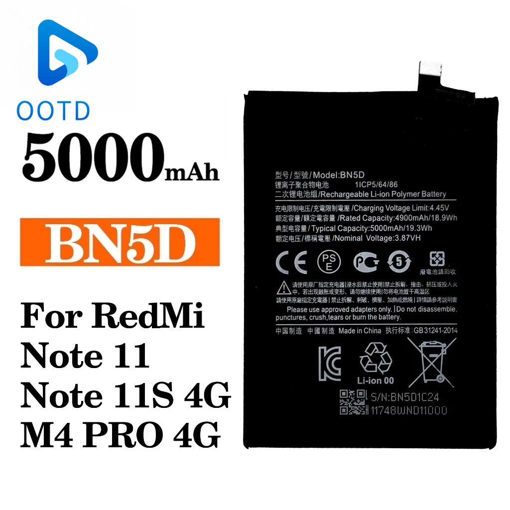 BN5D Battery For Xiaomi Redmi Note 11 /11S 4G /M4 PRO 4G Phone Battery ...