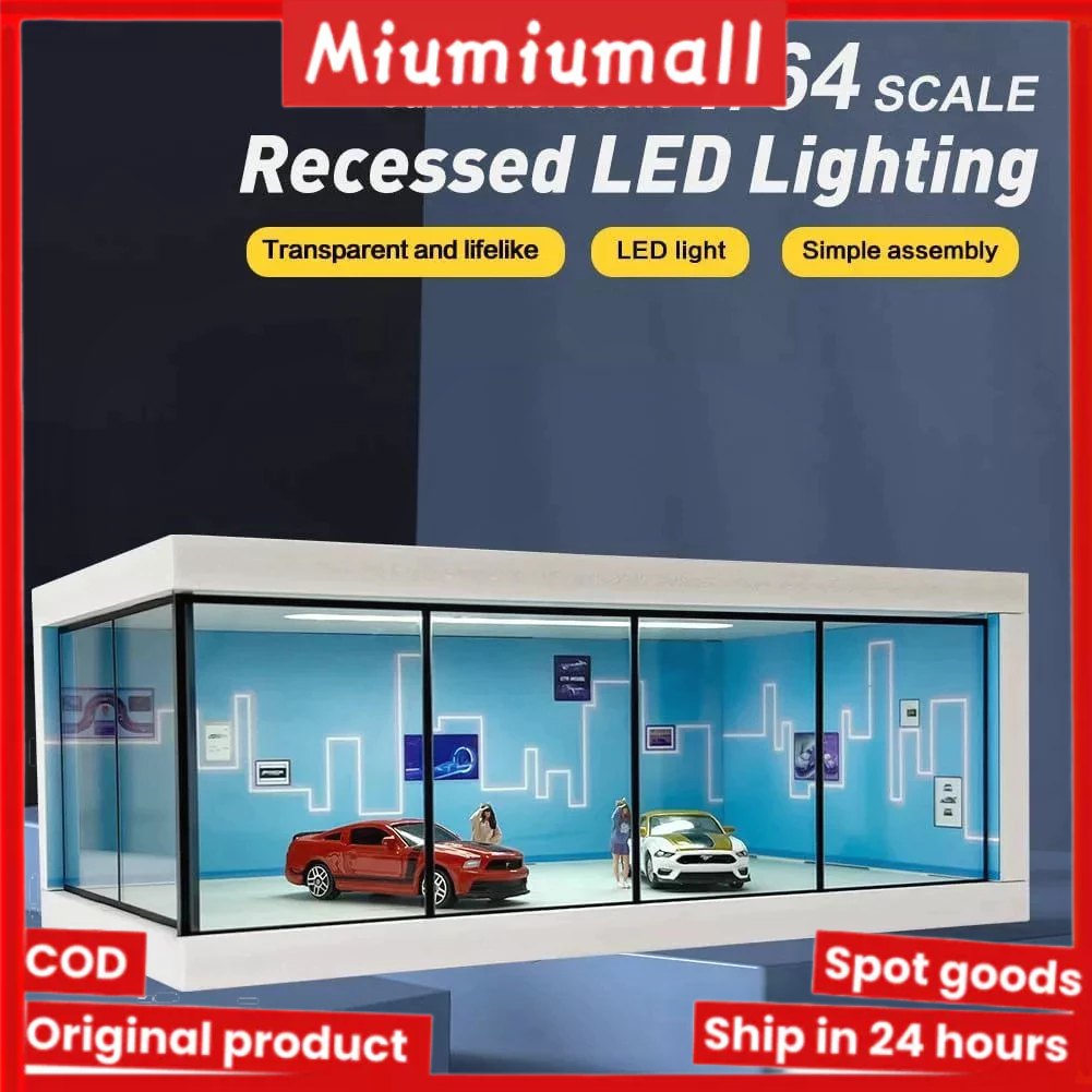 【COD】1:64 Car Showroom Dioramas Miniature Scene Layout Transparent ...