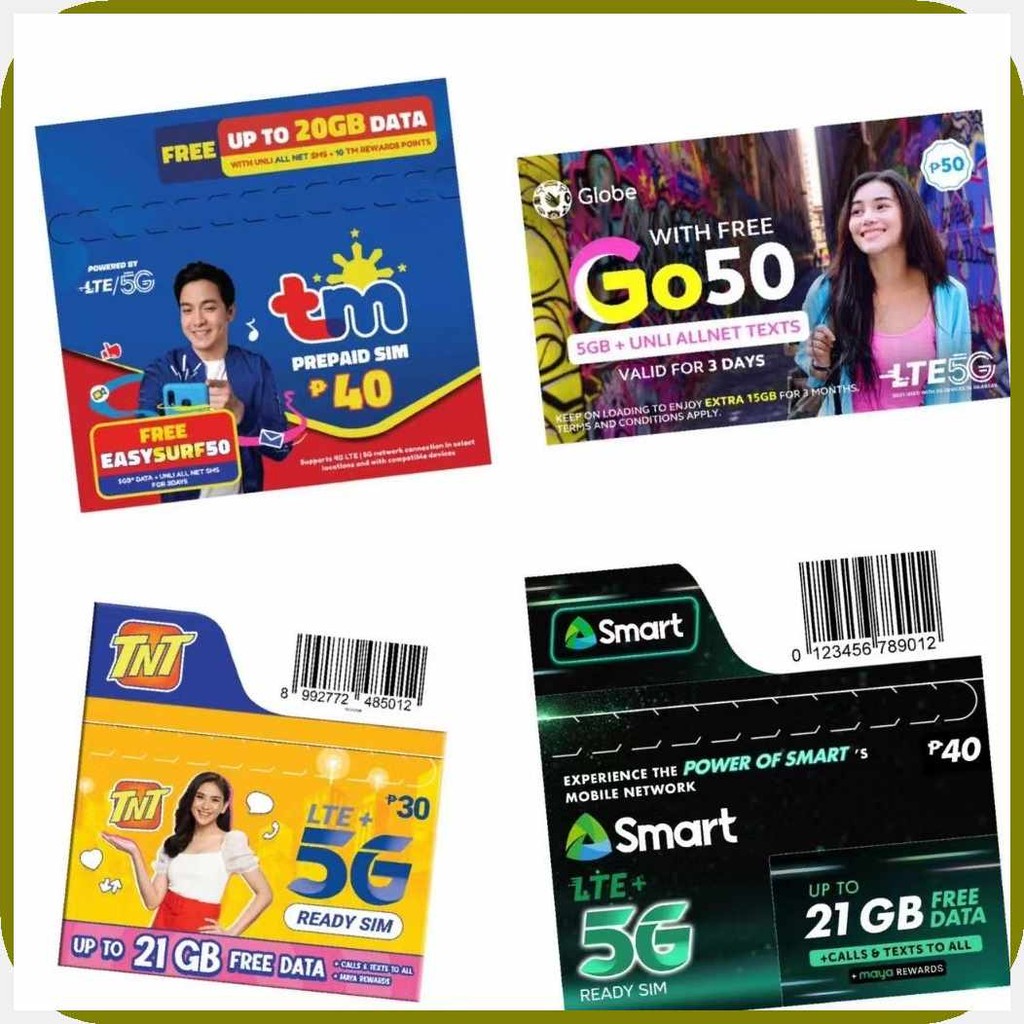 SIM'B#CARD#LB&For+O@q@V@d@Z@H TNT 5G / Smart 5G / Dito 5G / TM / Globe ...